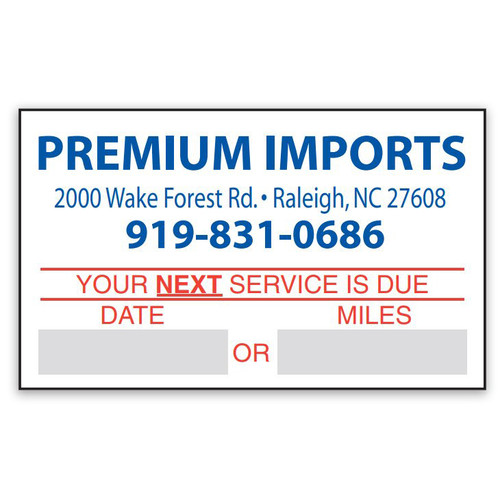 Custom Service Reminder Stickers | Auto Service Repair Shops