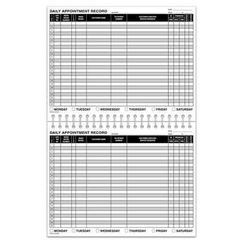 Appointment Pads For Auto Repair Service | Service Advisor Route Sheets