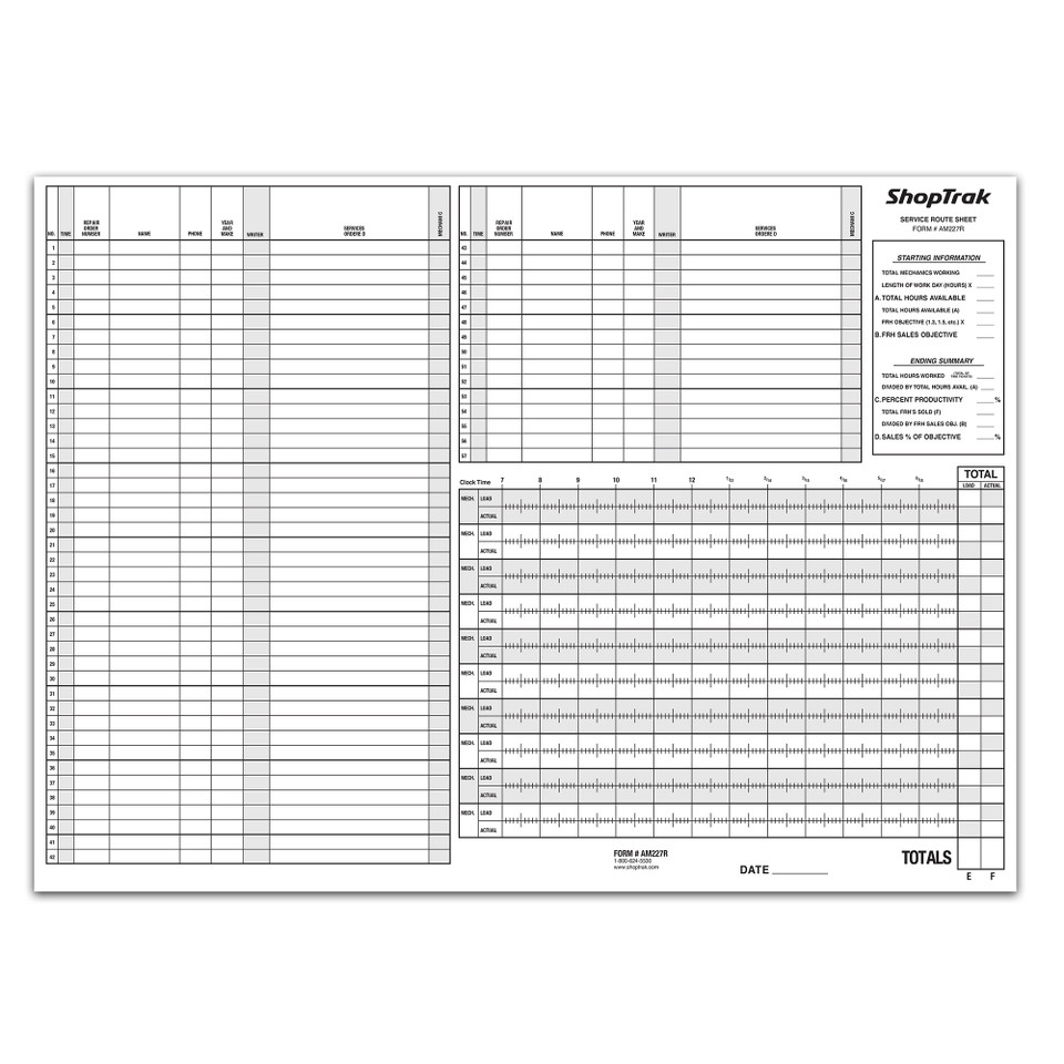 Appointment Pads For Auto Repair Service | Service Advisor Route Sheets