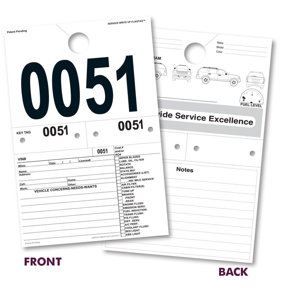 Auto Repair Shop Tags | Key Tags | Parts Tags | Hang Digits