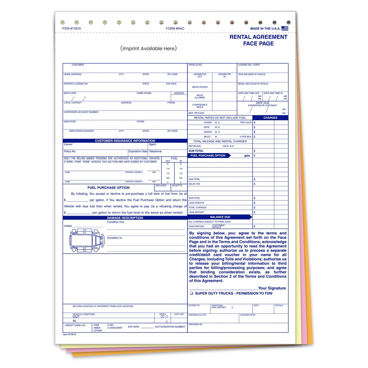 Rental Agreement - Style 2 - Qty. 100