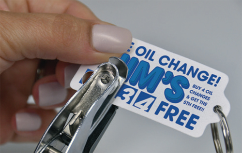Oil Change Loyalty Punch Card Keychain - 250 pcs
