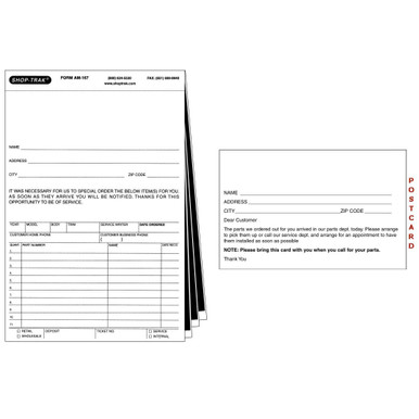 Special Parts Order Form, Personalized