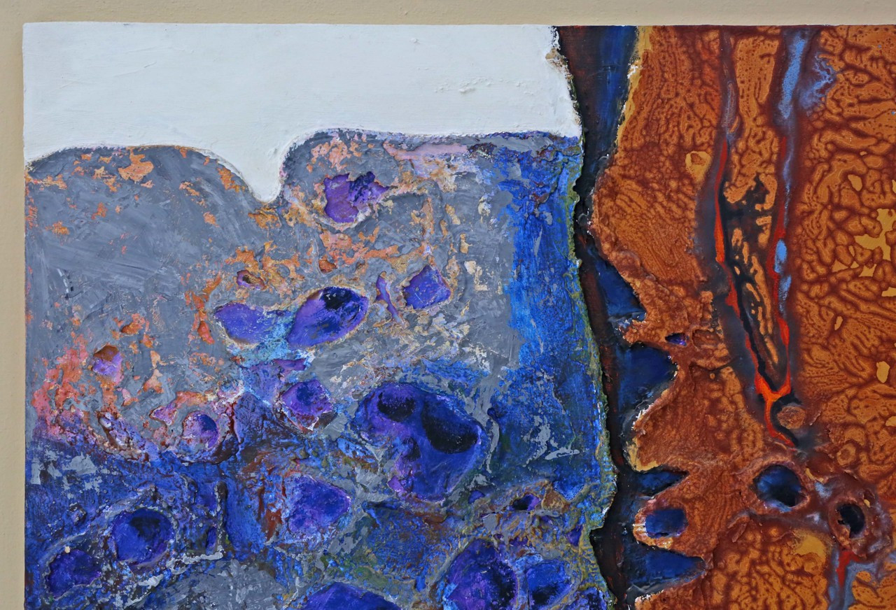 Framed acrylic relief on board original painting by Ray Mutimer C1970s ...