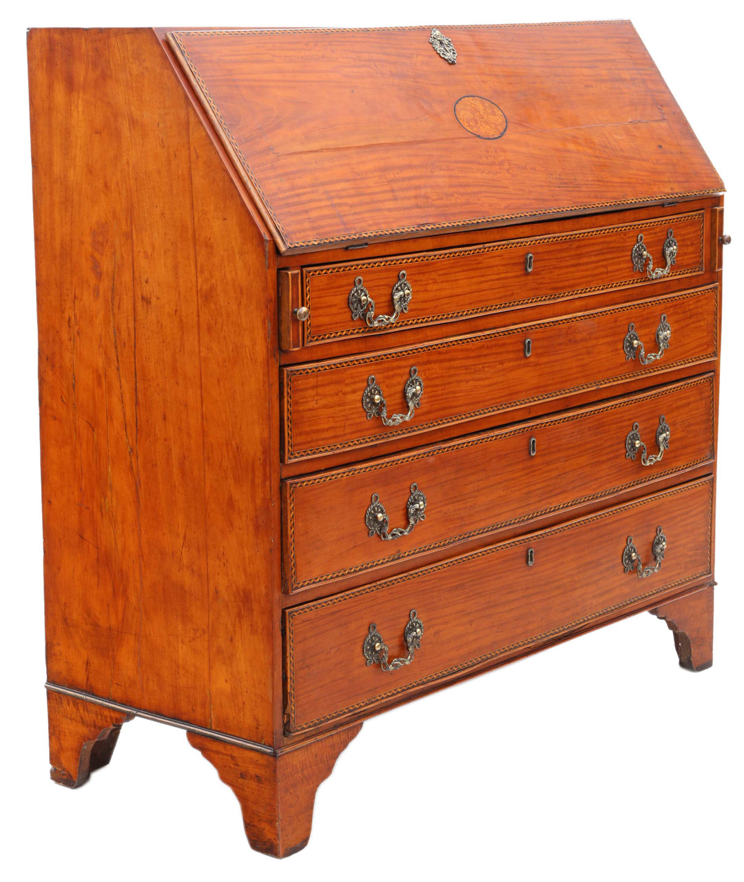 Antique Georgian 18th Century Satin Walnut Bureau Desk Writing Table ...