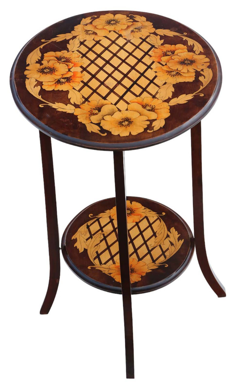 Antique C1900 Decorated Beech Table - Quality Occasional Side Centre ...