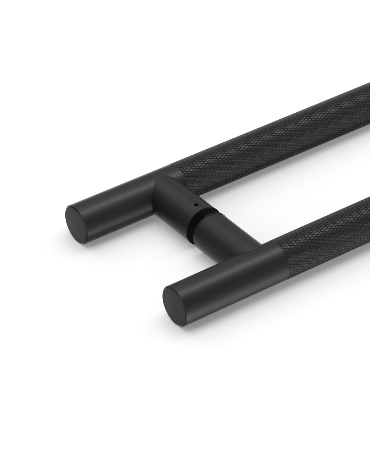 Matte Black Powder Coated Finish - Knurled Ladder Pull Door Handle
