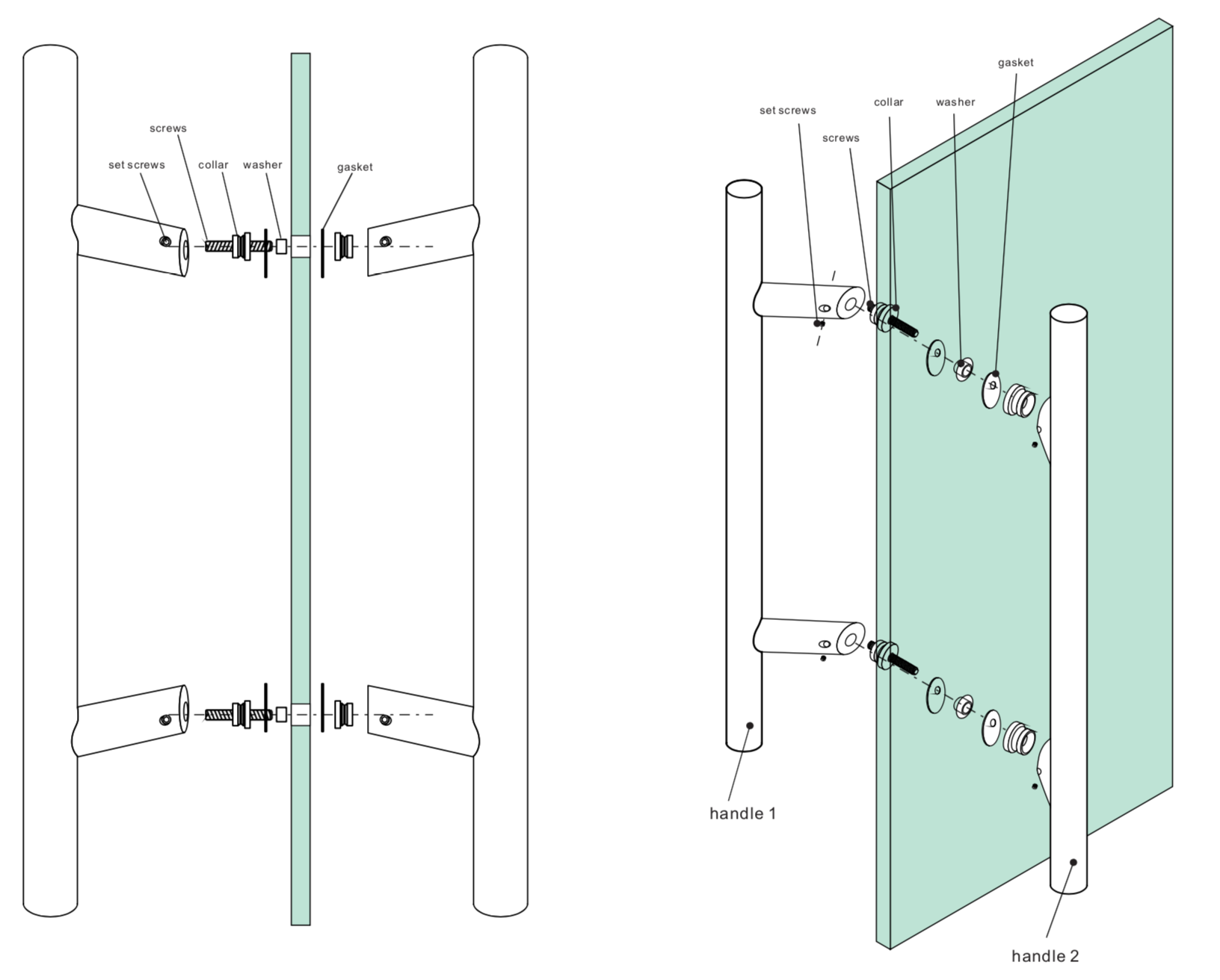 Matte Black 45º Offset Ladder Pull Back-to-Back Handle