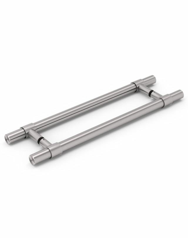 Ladder Pull Handle with Collar Mounting Posts Brushed Satin