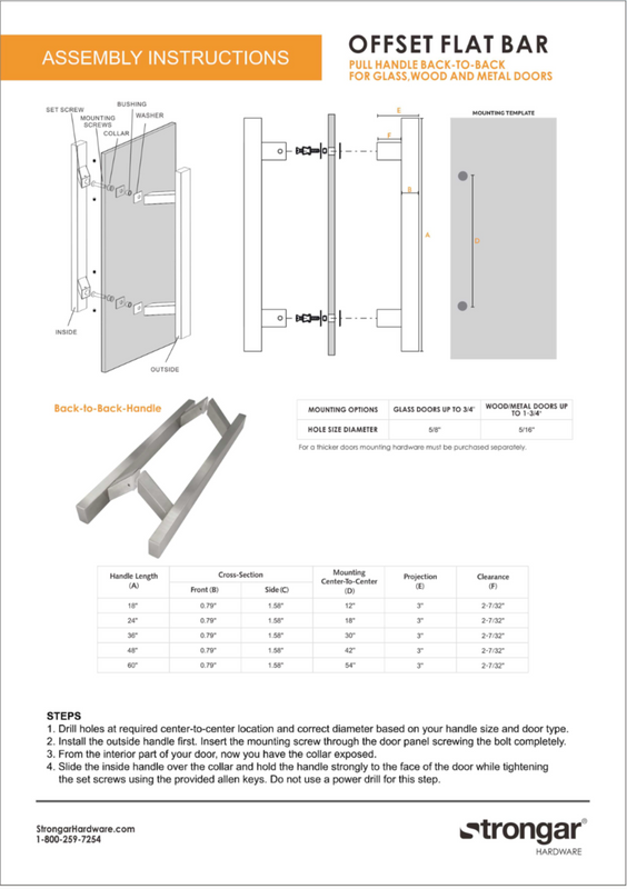 Pro-Line Series: 45º Offset Flat Bar Ladder Pull Handle - Back-to-Back ...