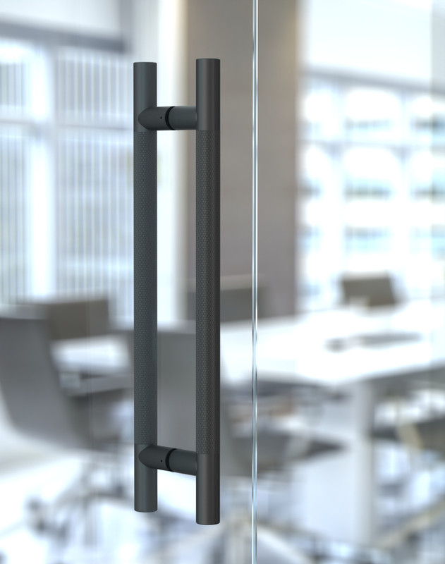 Matte Black Powder Coated Finish - Knurled Ladder Pull Door Handle