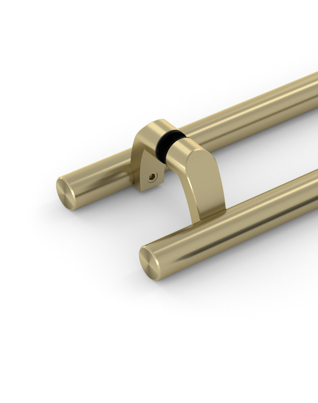 Post Mount Offset Pull Handle - Satin Brass