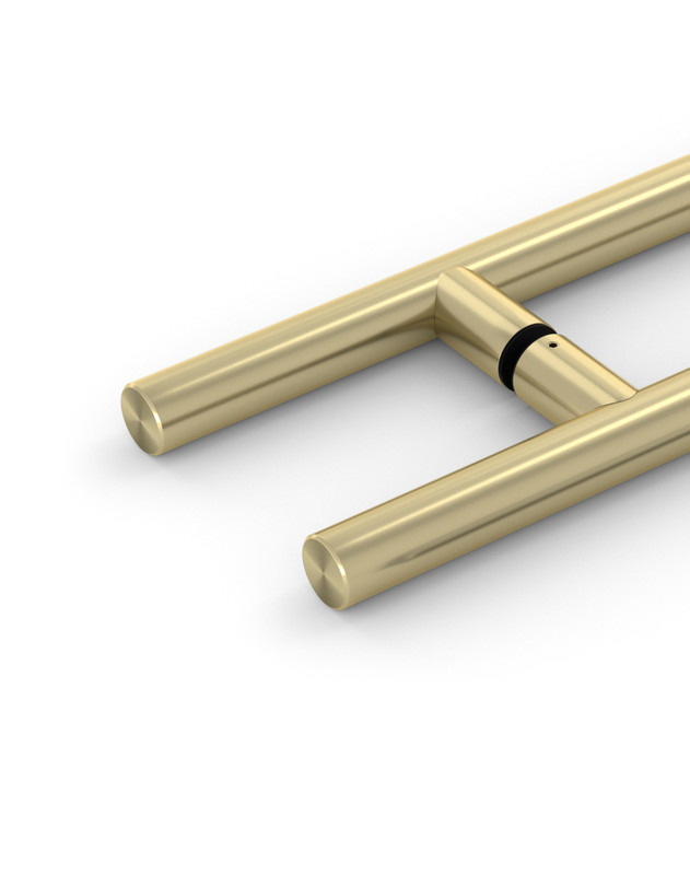 Extra Length Ladder Style Back-to-Back Push-Pull Door Handle- Satin Brass