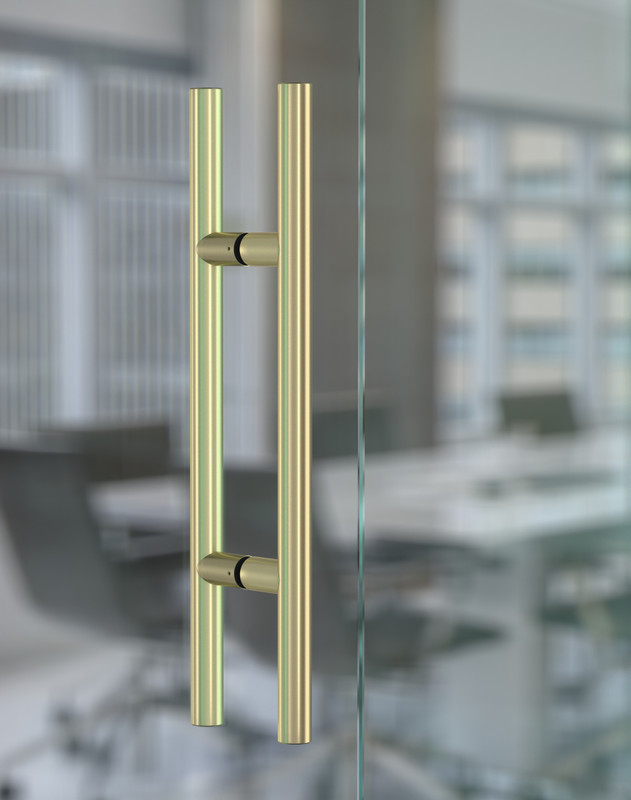 Extra Length Ladder Style Back-to-Back Push-Pull Door Handle- Satin Brass