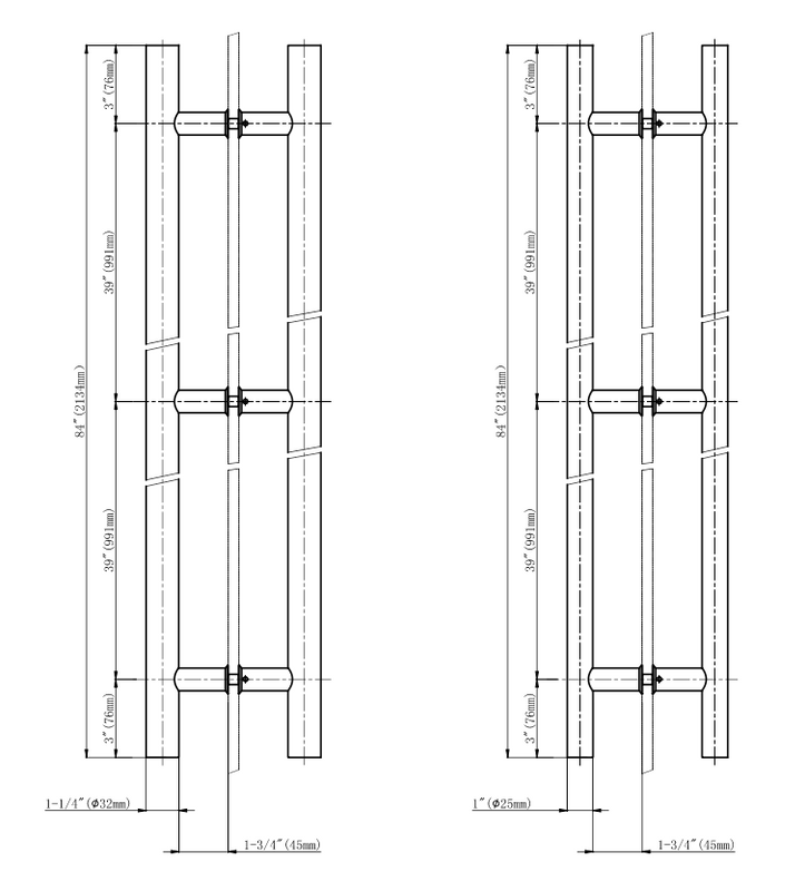 Pro-Line Series: 84-inch Ladder Pull Handle Satin Brass
