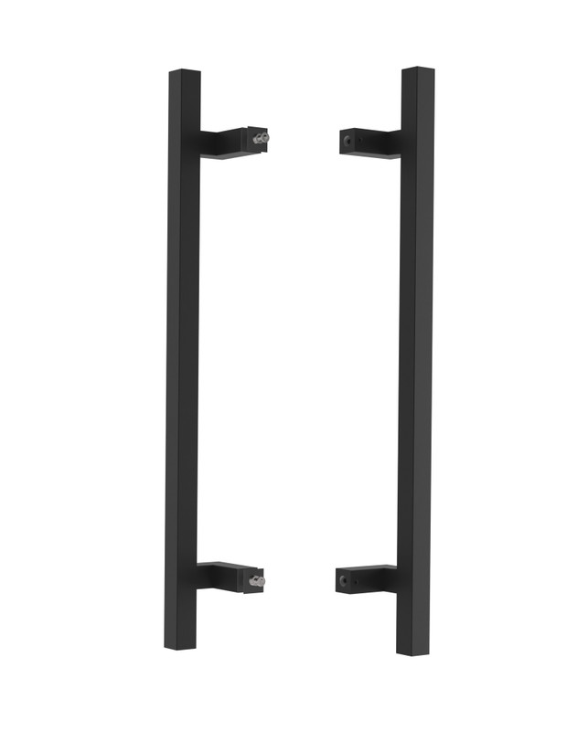 Offset 1" x 1" Square Ladder Pull Handle - Back-to-Back, Matte Black Powder
