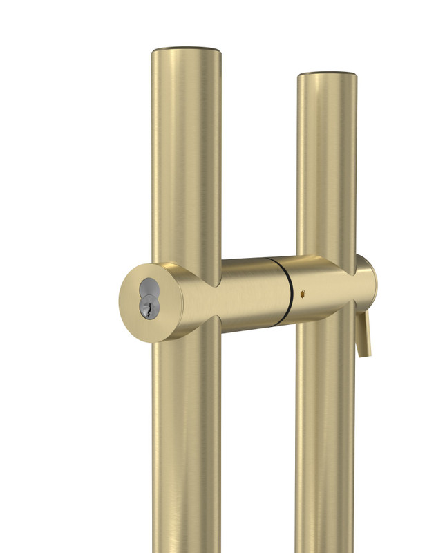 Back-to-Back 48" Locking Ladder Pull Handle Satin Brass