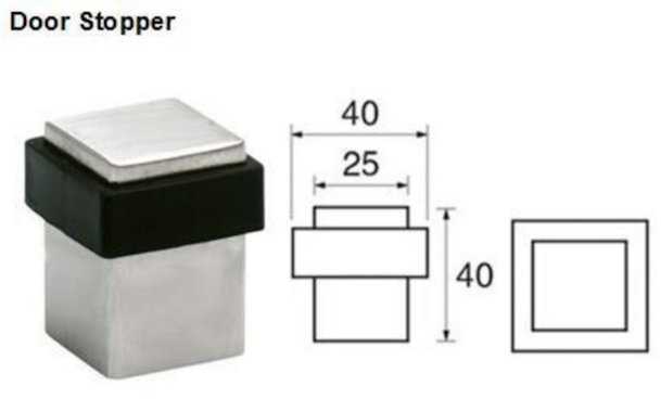 Square Floor Mount Door Stop 03 Brushed Satin Stainless Steel