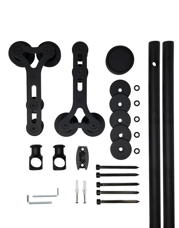 Victory - GF Series - Sliding Barn Door Hardware Kit - Black Powder
