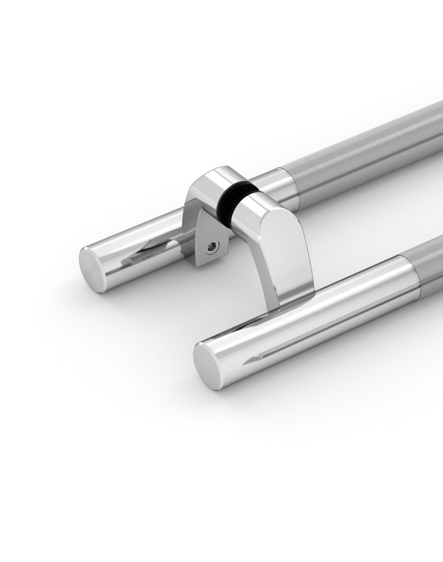 Post Mount Offset Pull Handle -Brushed Satin Finish