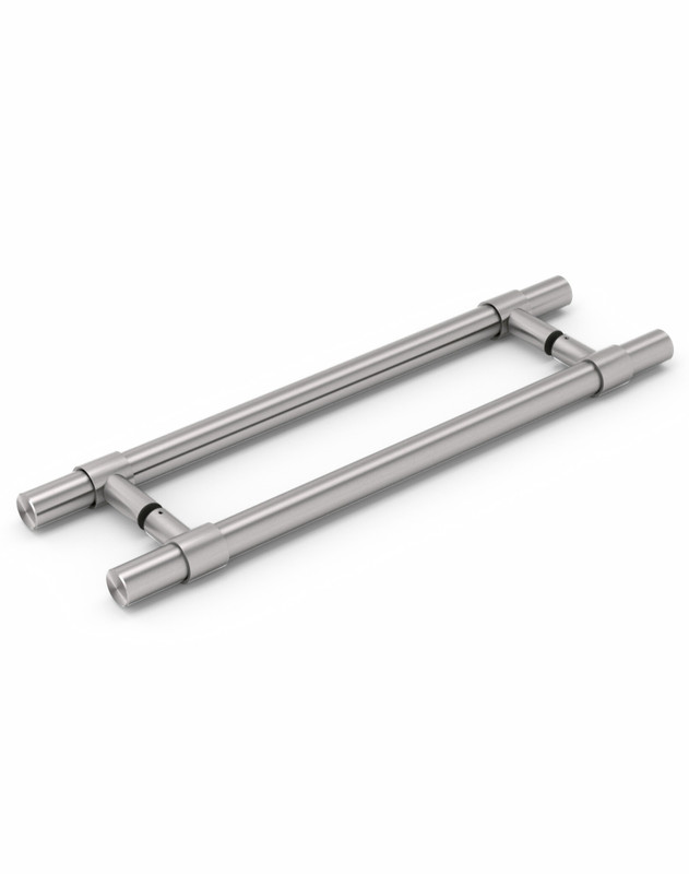 Ladder Pull Handle with Collar Mounting Posts Brushed Satin