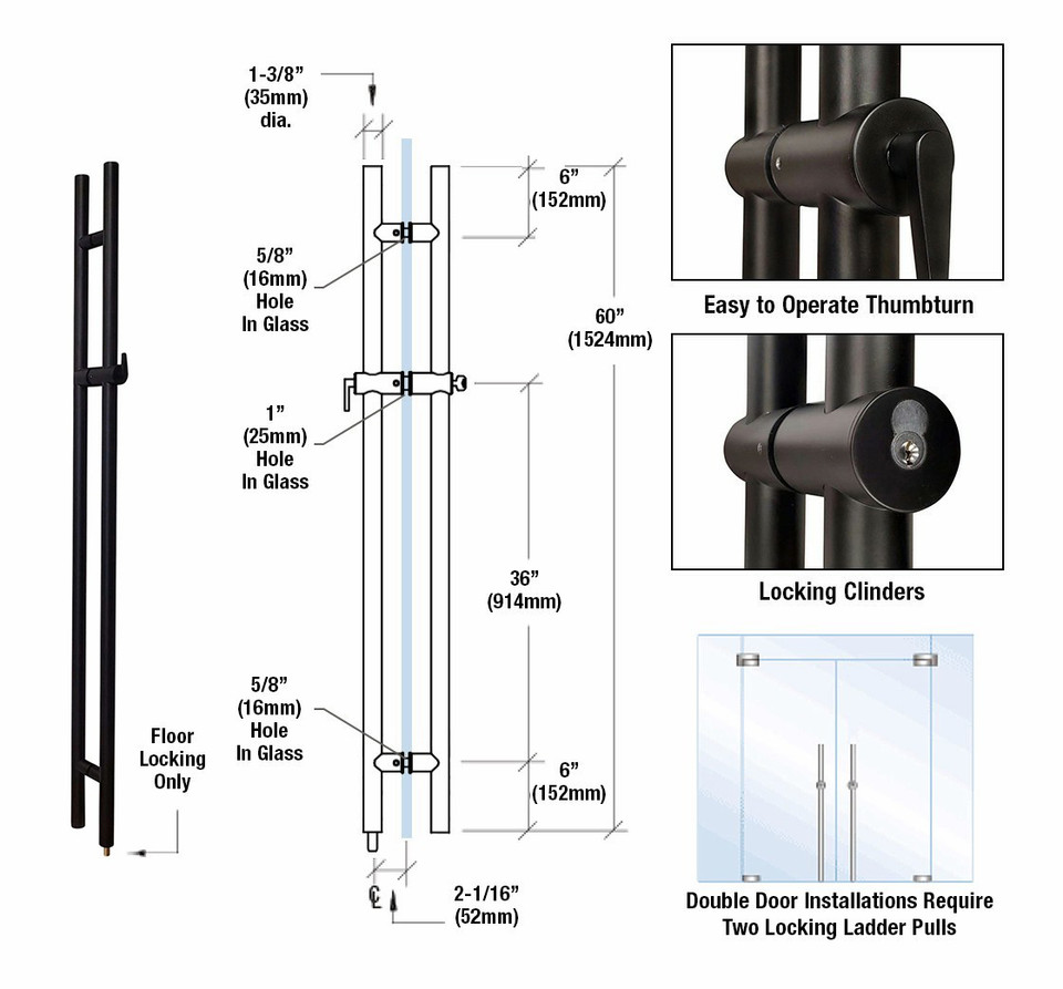 Pro-Line Series: 60" Locking Ladder Pull - Strongar Hardware