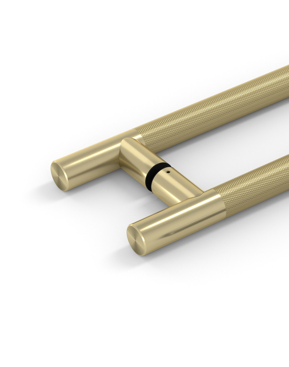 Satin Brass Finish - Knurled Ladder Pull Door Handle