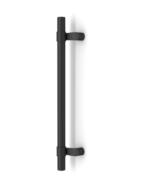 Post Mount Offset Pull Handle with Collar - Matte Black Powder Coated