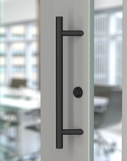Offset Ladder Style Black Anodized Aluminum Door Handles & Pull