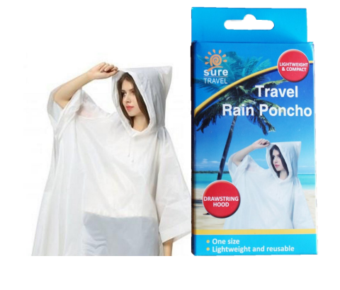 Sure Travel Rain Poncho - Lightweight and Reusable