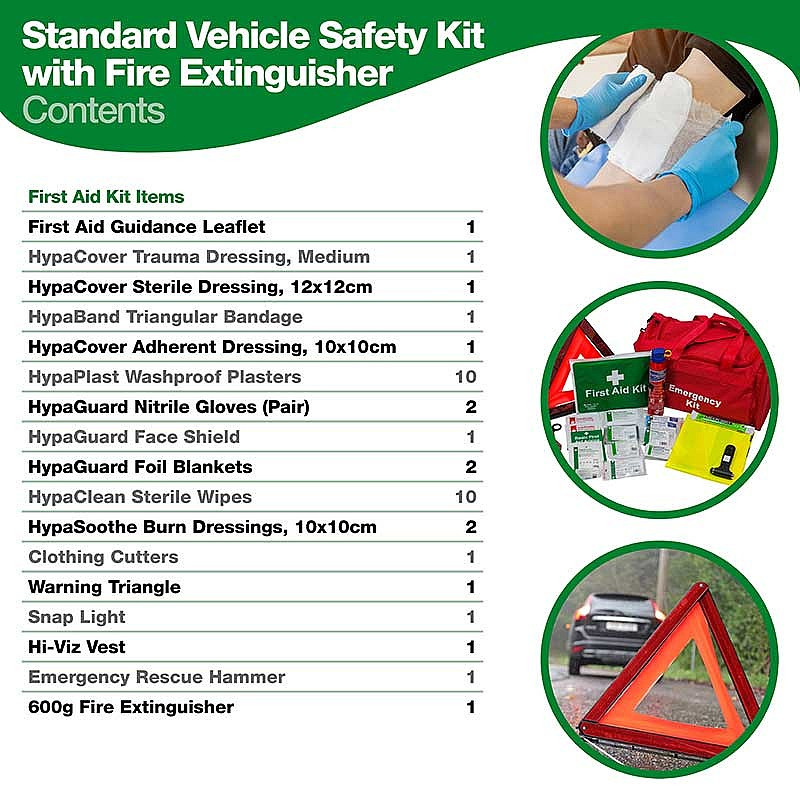 Standard Vehicle Safety Kit with Fire Extinguisher