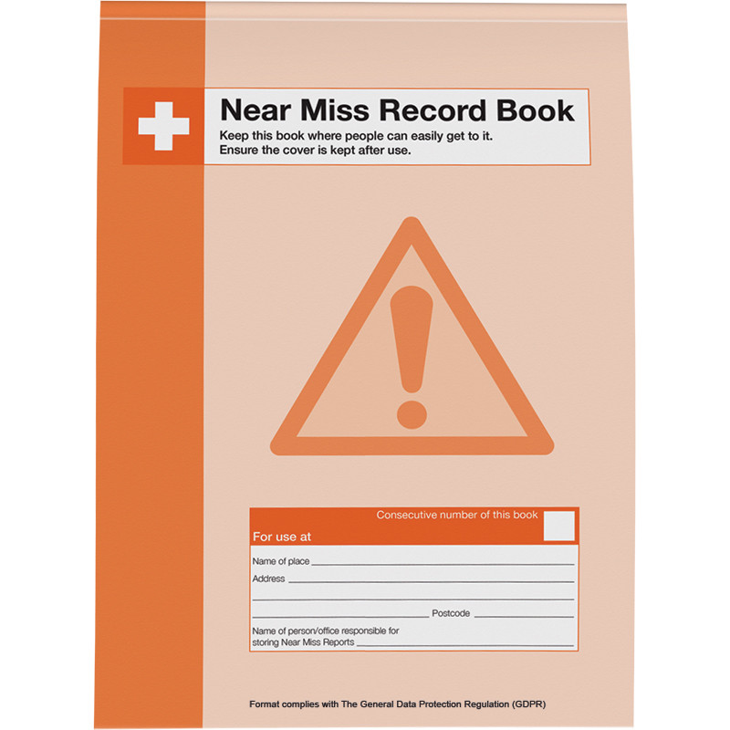 GDPR Compliant Workplace Near Miss Record Book A4 - Jax First Aid