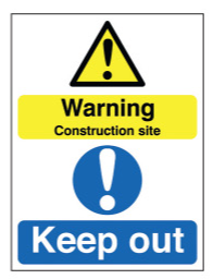 Warning Construction Site Sign - 400 x 300mm