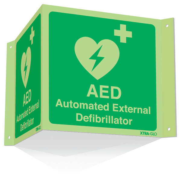 Xtra-Glo AED Projecting Sign - 200 x 400mm