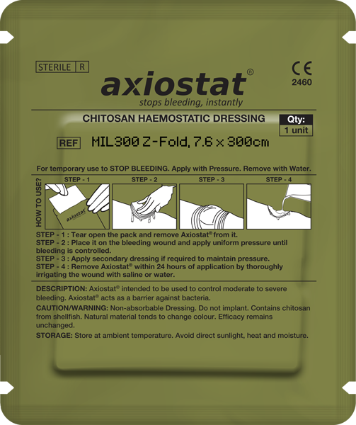 Axiostat 300cm Z-fold Haemostatic Gauze - Military Grade