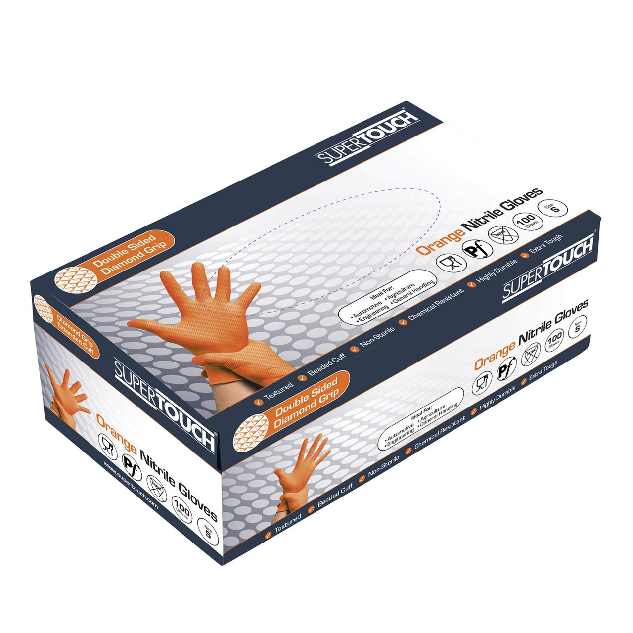 Orange Nitrile Diamond Grip Gloves - Disposable & Durable