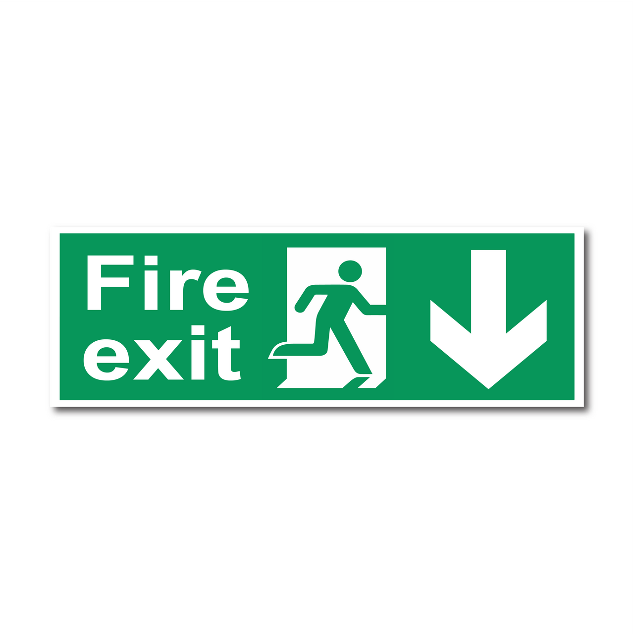 Fire Exit Down Sign 300mm x 100mm - Clear Emergency Direction