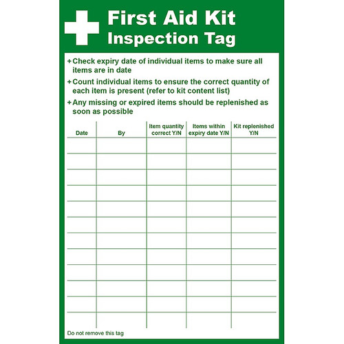First Aid Kit Inspection Tag - Jax First Aid