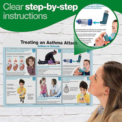 Treating an Asthma Attack A2 Poster - Essential First Aid Guide
