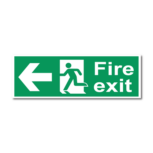 Fire Exit Left Sign 300mm x 100mm - Clear Emergency Direction