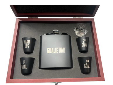 Goalie Dad/Mom/Grandma/Grandpa/Coach Flask Gift Set