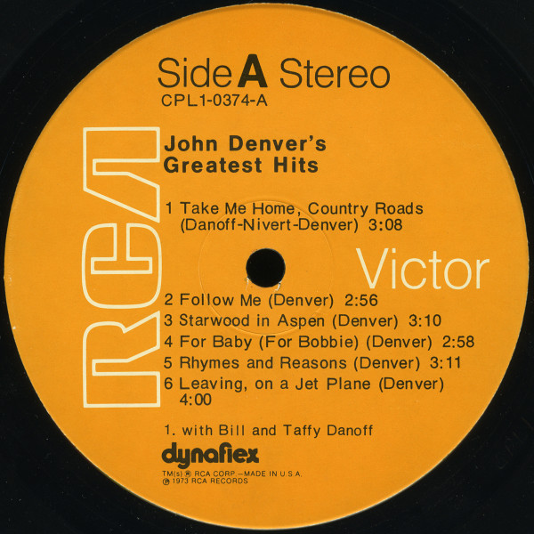 John Denver - John Denver's Greatest Hits - RCA, RCA Victor - CPL1-0374 ...