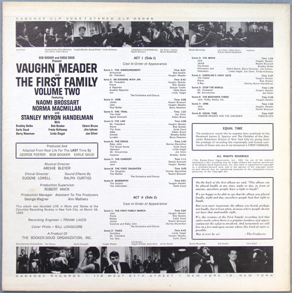 Bob Booker And Earle Doud Featuring Vaughn Meader And The First Family ...