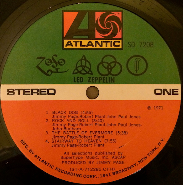 Led Zeppelin - Untitled - Atlantic - SD 7208 - LP, Album, CTH ...