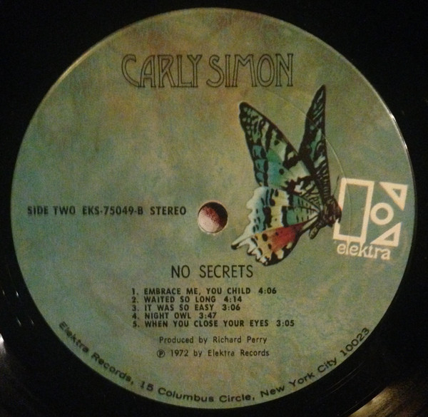 Carly Simon - No Secrets - Elektra - EKS-75049 - LP, Album, Ter ...