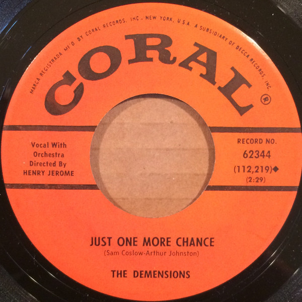 The Demensions - My Foolish Heart (7", Single) - BullTrax Records