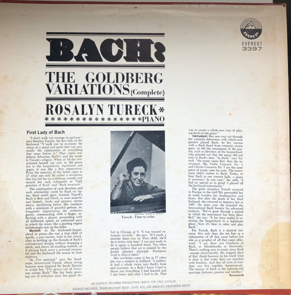 Rosalyn Tureck - Bach: The Goldberg Variations (Complete) (LP ...