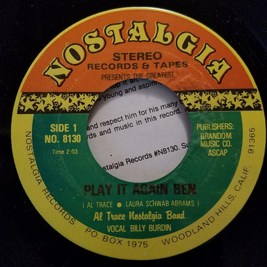 Al Trace Nostalgia Band - Play It Again Ben (7") - BullTrax Records