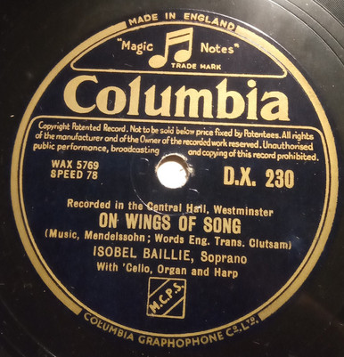 Isobel Baillie - On Wings Of Song / Ave Maria (Shellac, 12", RP ...