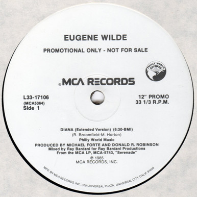 Eugene Wilde - Diana (12", Promo) - BullTrax Records